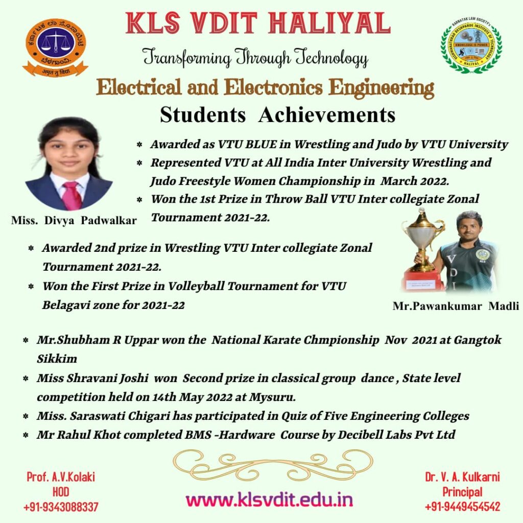 Electrical and Electronics Engg – KLS, VISHWANATHRAO DESHPANDE ...